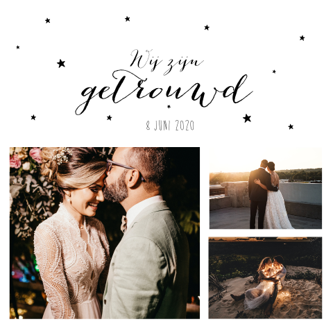 Wij zijn getrouwd-kaart met fotocollage